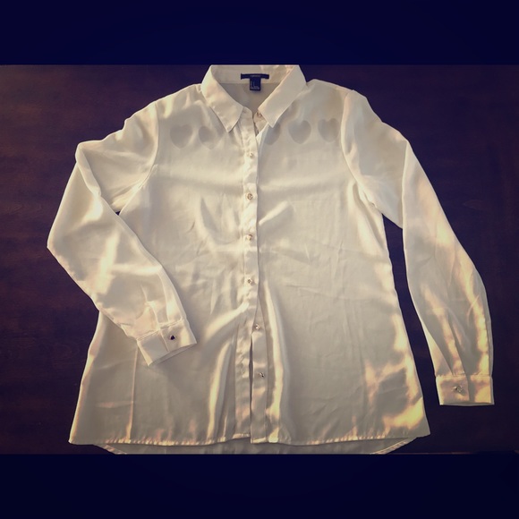 Tops | Button Down With Heart Cutouts Along Back Shoulder | Poshmark